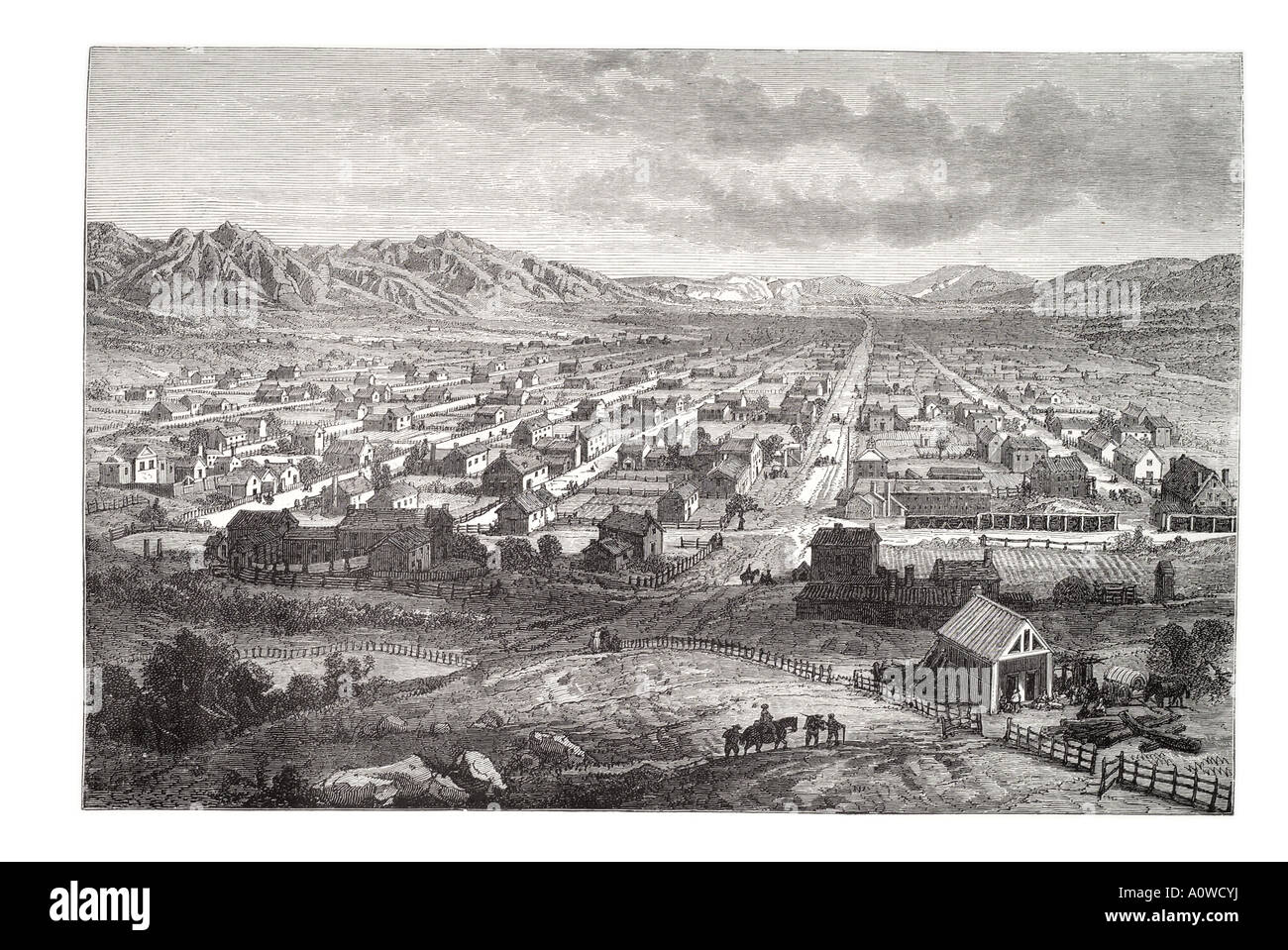 salt lake city Utah USA Mormon settlement wide angle panorama vista ...