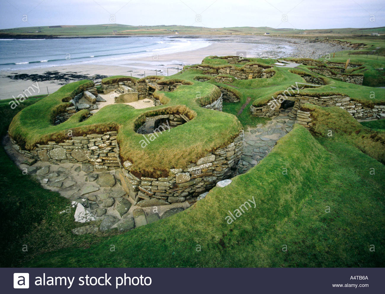 Skara Brae stone age village 3100 BC. Orkney, Scotland. Excavated Stock ...