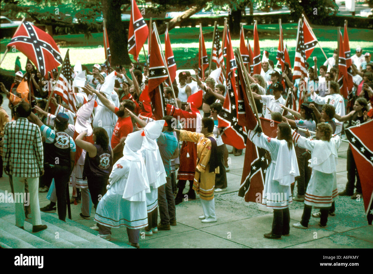 Ku Klux Klan rally giving Nazi salute Charlotte NC Stock Photo, Royalty Free Image: 11562794 - Alamy