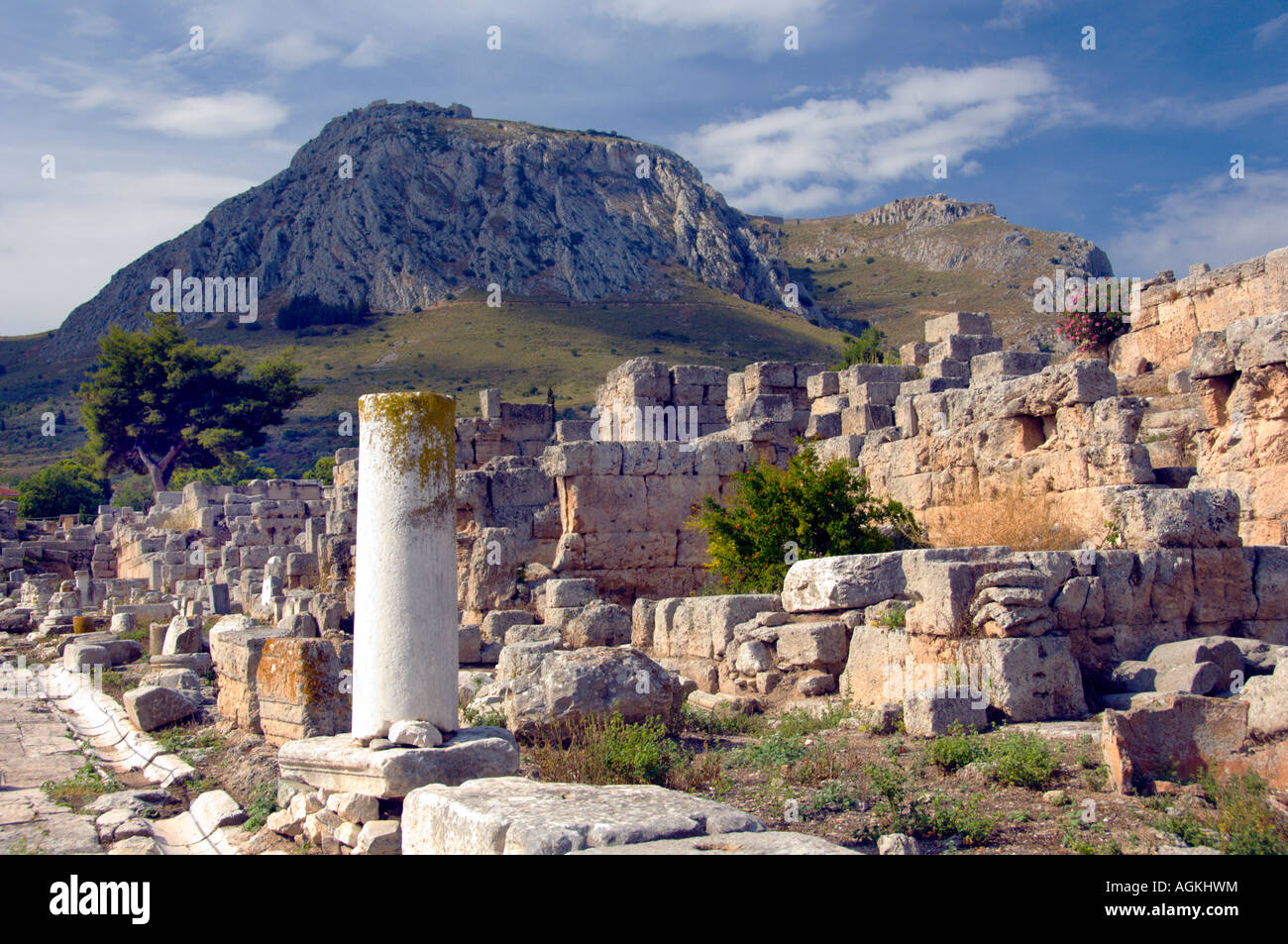 Ruins of the ancient city of Corinth with the Acropolis of Stock Photo ... Ruins of the ancient city of Corinth with the Acropolis of Stock Photo ...