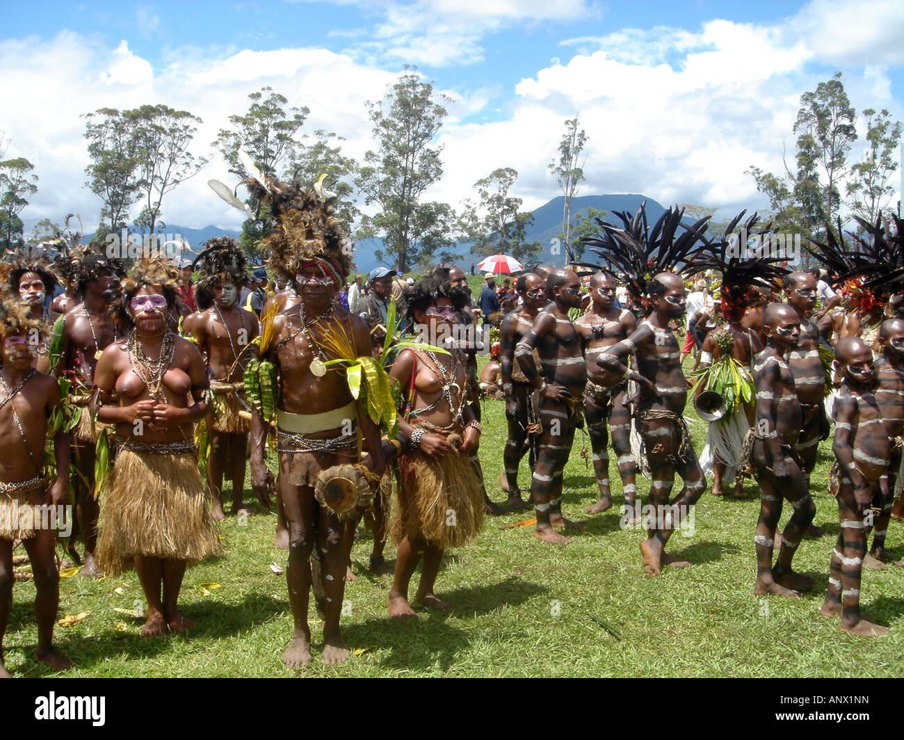 men and women at the Highland festival, Papua New Guinea Stock Photo ...