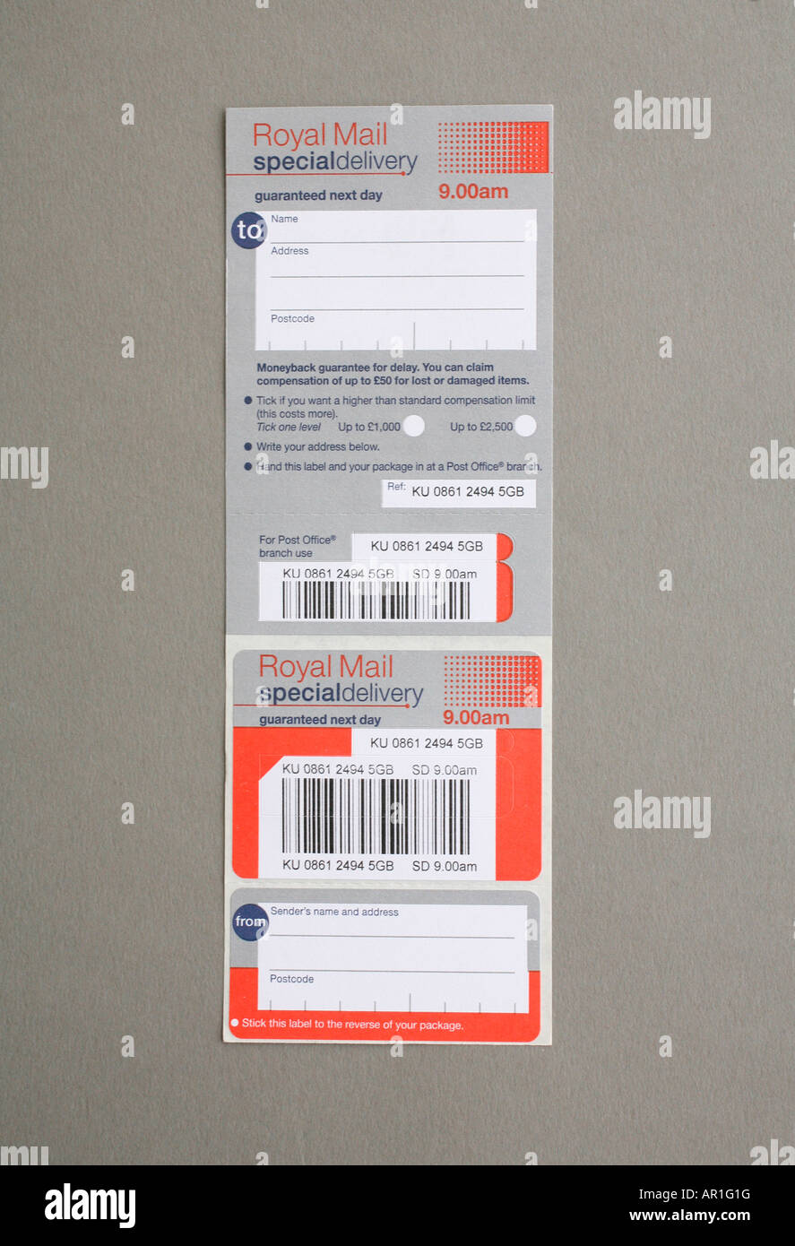 Royal Mail Special Delivery Labels Stock Photo 15908043 Alamy