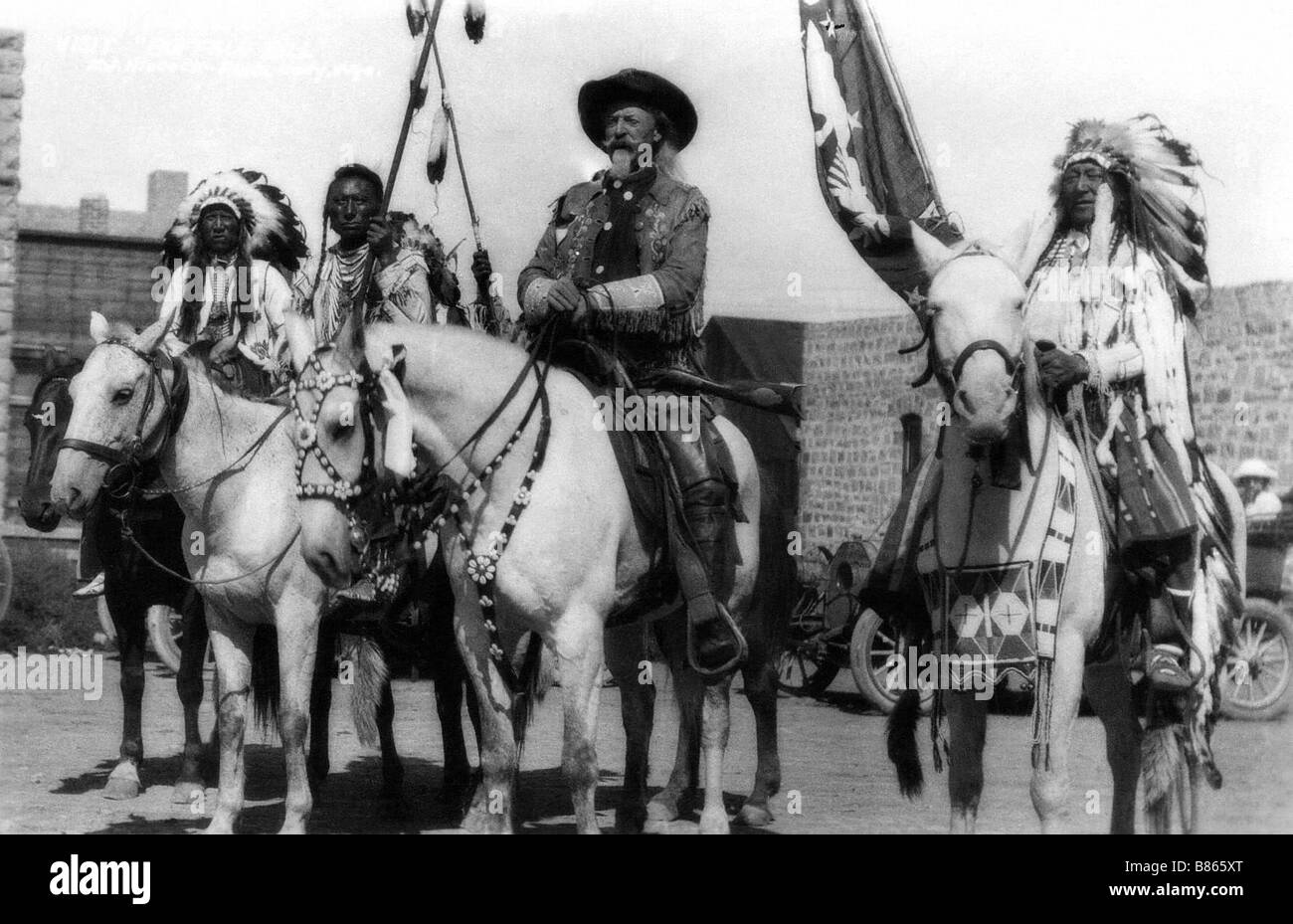 Buffalo Bill's Wild West Show Bill on horseback surrounded by Sioux ...