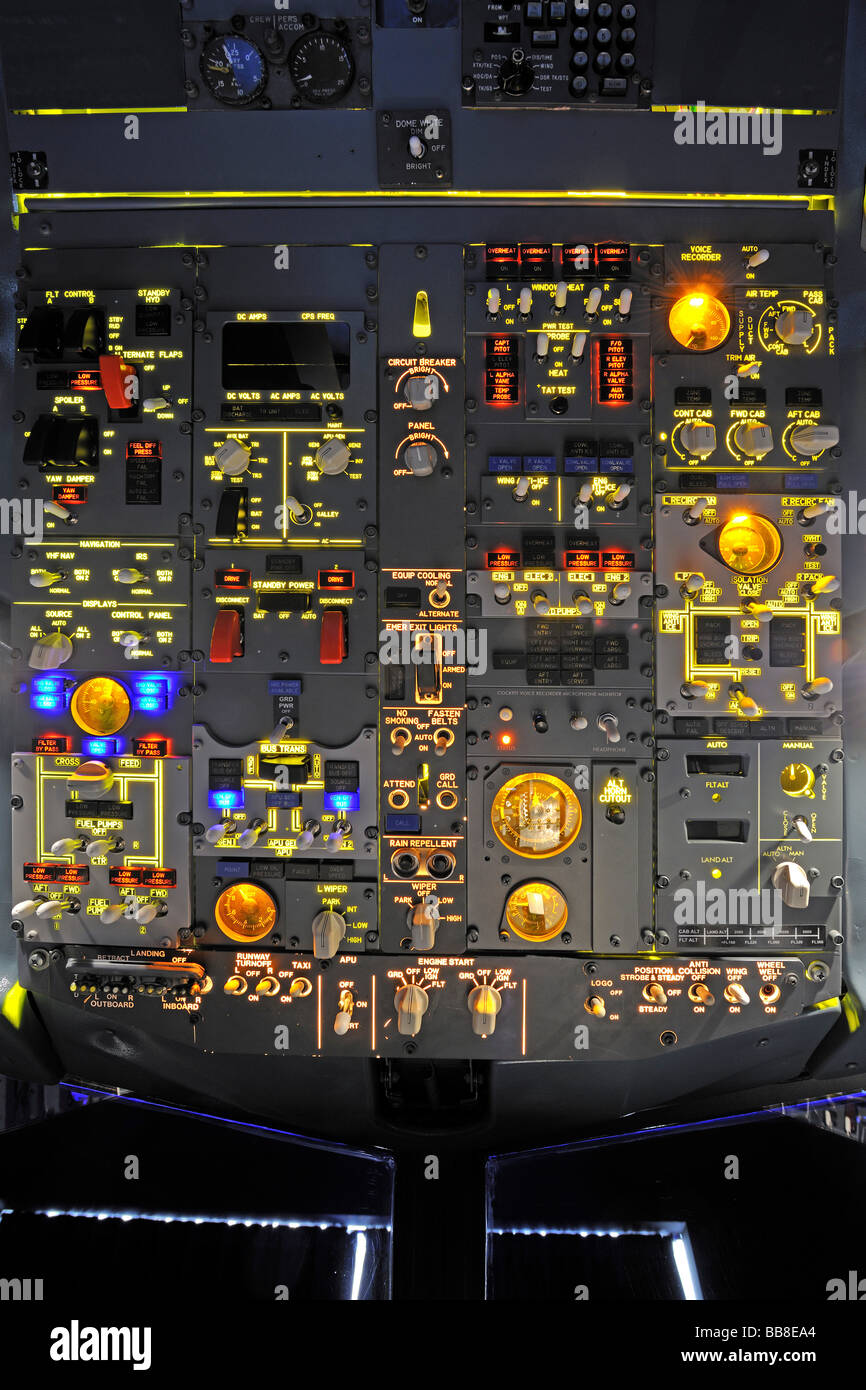 View Of The Overhead Control Panel Cockpit Of A Boeing 737 700 In
