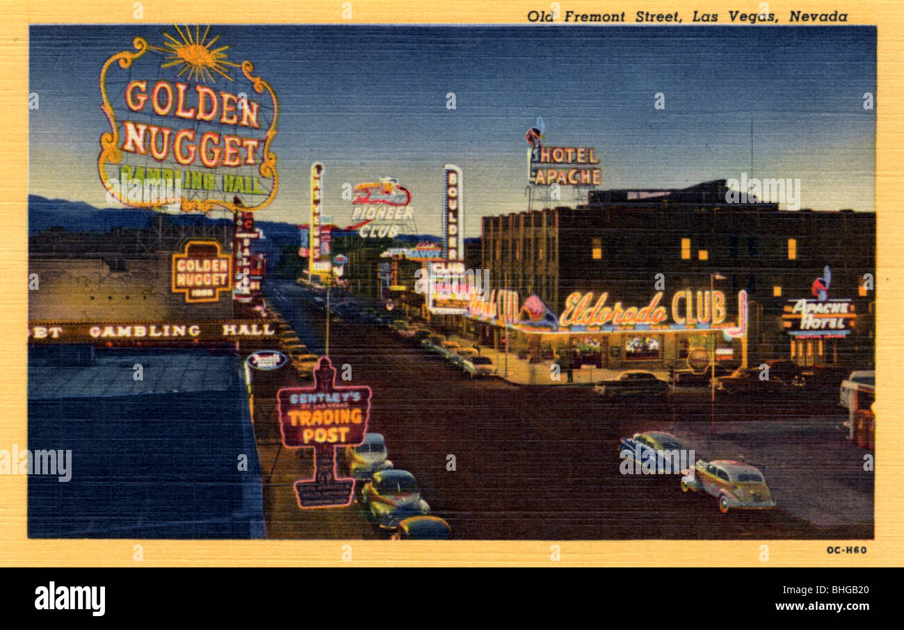 'Old Fremont Street, Las Vegas, Nevada', 1950 Stock Photo, Royalty Free ...