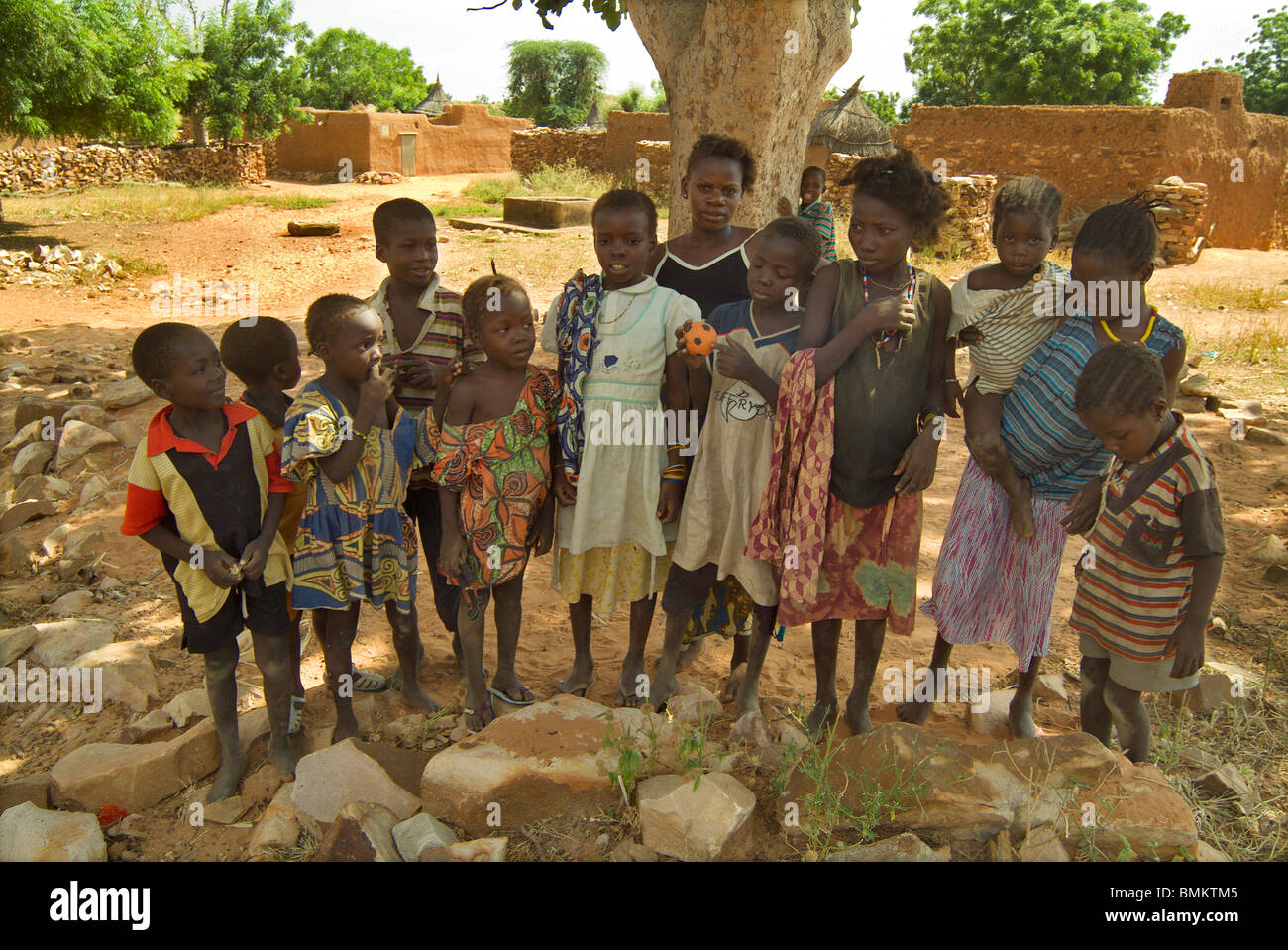 Africa, West Africa, Mali, Songo Village. Dogon-tribe under the sade ...