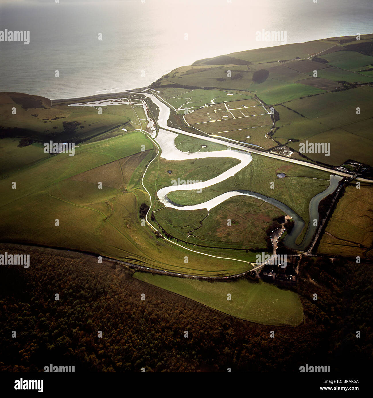 Aerial image of the Cuckmere River at Cuckmere Haven, Seven Sisters Stock Photo: 31582022 - Alamy