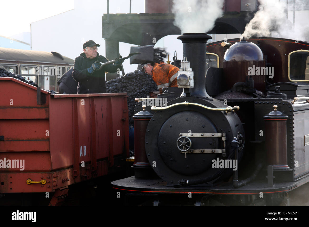 Coaling the double fairlie MERDDIN EMRYS steam locomotive at Stock ... Coaling the double fairlie MERDDIN EMRYS steam locomotive at Stock ...