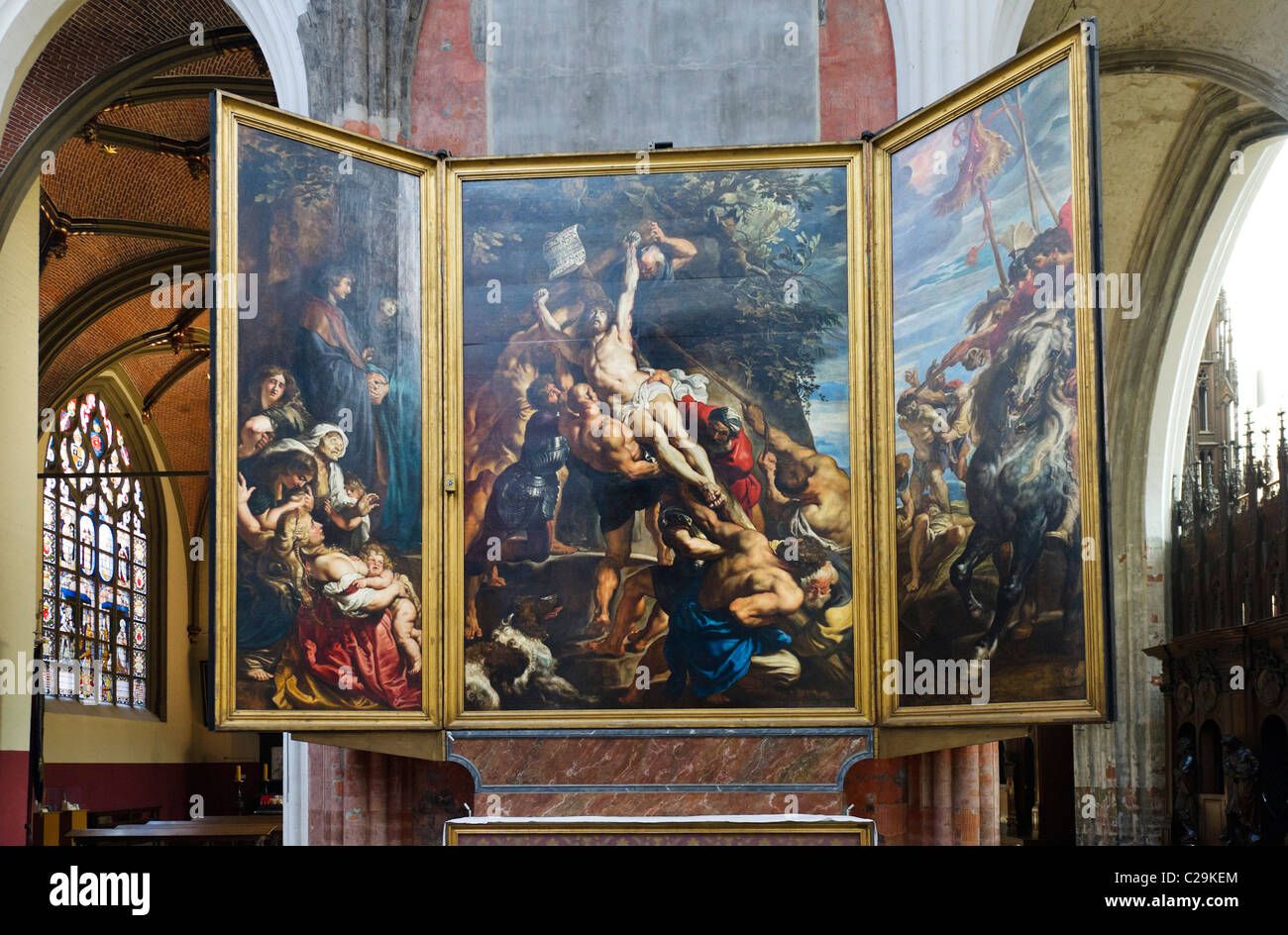 The Raising of the Cross by Peter Paul Rubens, Onze Lieve Stock Photo, Royalty Free Image ...