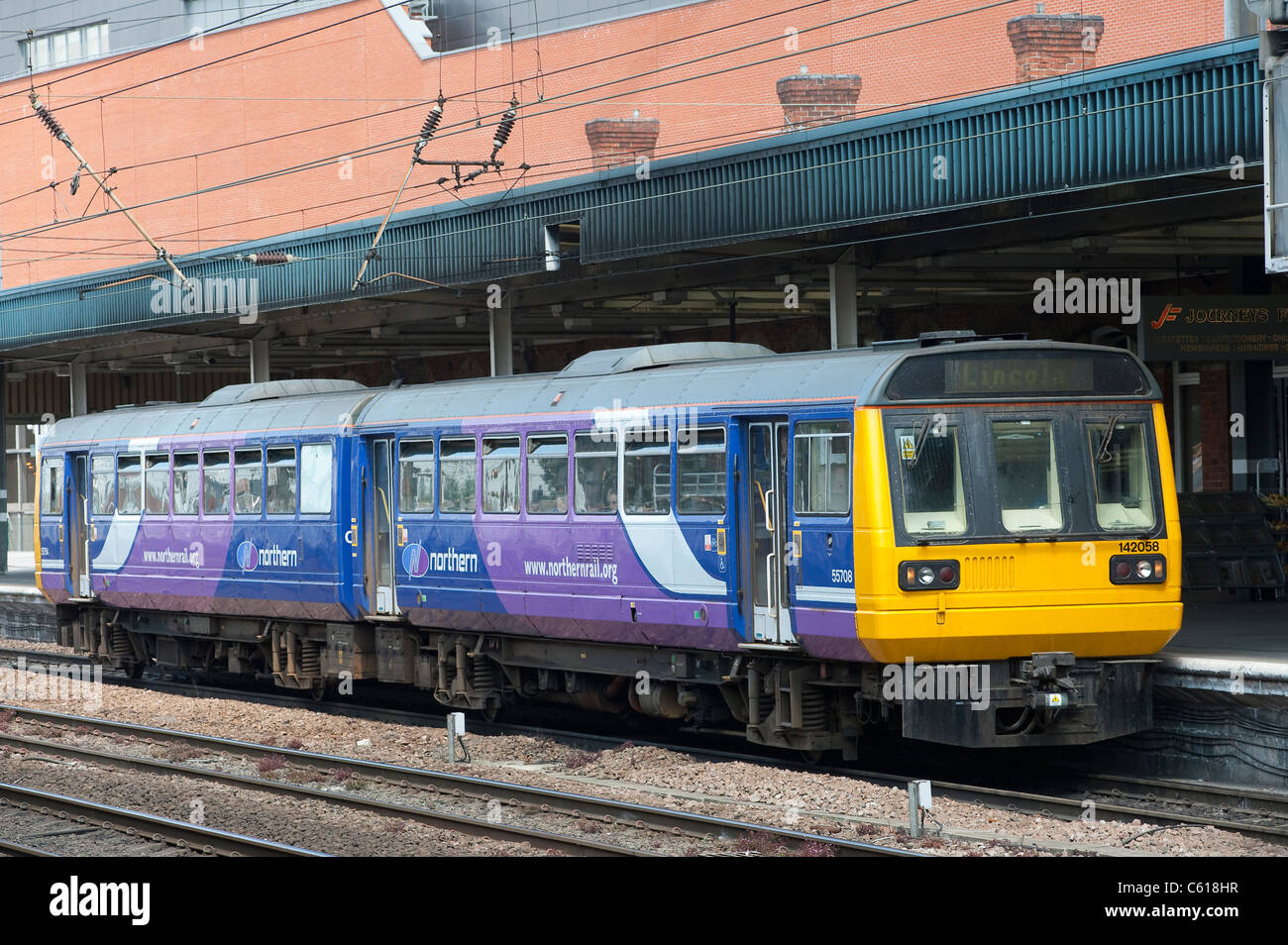 Class 142 train in Northern Rail livery waiting at a railway station Stock Photo, Royalty Free ...