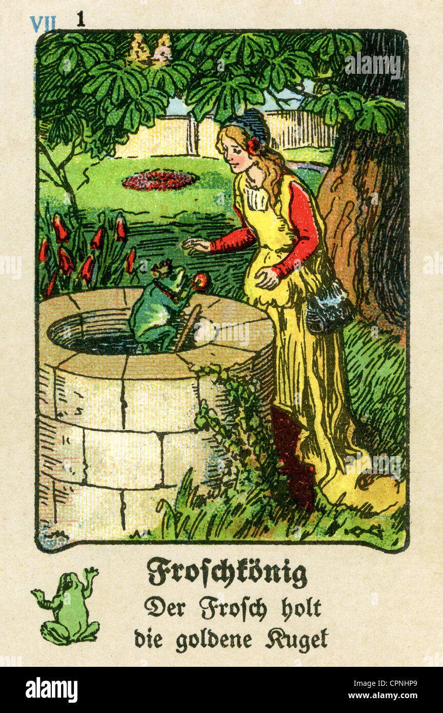 literature, fairytale, Grimms' Fairy Tales, "The Frog Prince", card ...