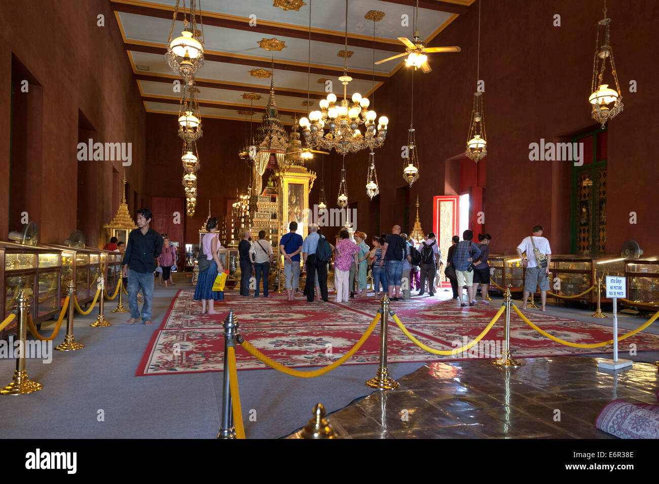 Visitors Inside Silver Pagoda Royal Palace Phnom Penh Cambodia Stock