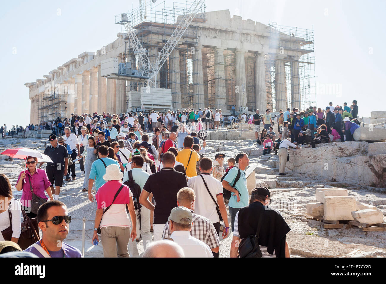 ATHENS, GREECE - OCTOBER 6 : Tourists sightseeing the Parthenon, the Stock Photo, Royalty Free ...