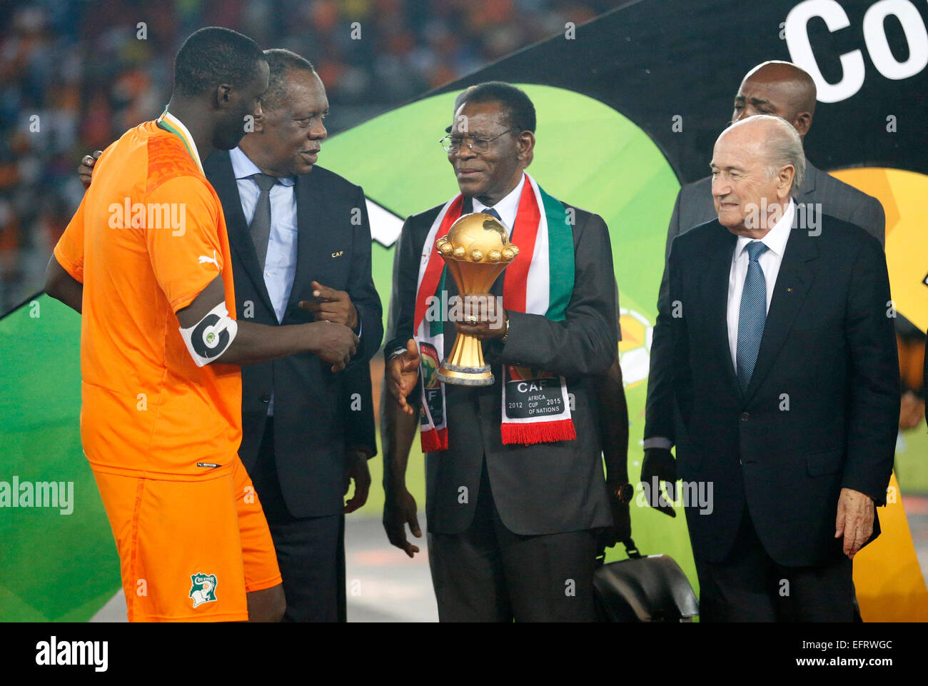 Equatorial Guinea President Teodoro Obiang Nguema Mbasogo (C) and Stock ...