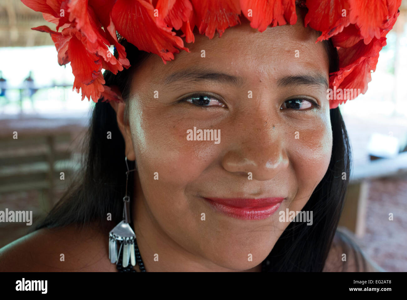 Portrait Of Native Girl Embera In The Village Of The Native Indian