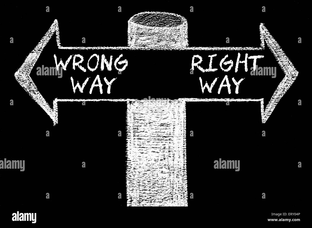 Opposite arrows with Wrong Way versus Right Way. Hand drawing with ... Opposite arrows with Wrong Way versus Right Way. Hand drawing with ...