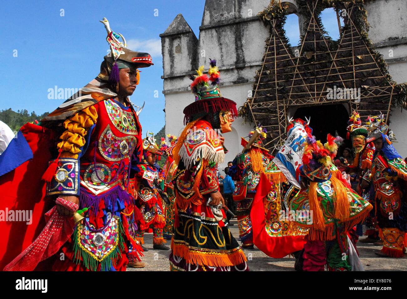 Guatemala Deer Dance traditional costumes and masks Stock Photo ...