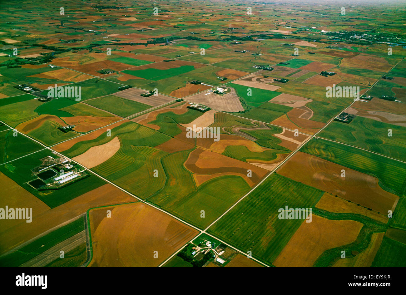 Agriculture - Aerial view of farmsteads and cultivated and fallow Stock ... Agriculture - Aerial view of farmsteads and cultivated and fallow Stock ...