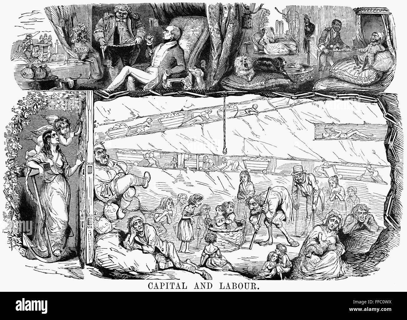 LABOR CARTOON, 1843. /n'Capital and Labour.' Cartoon from 'Punch ...