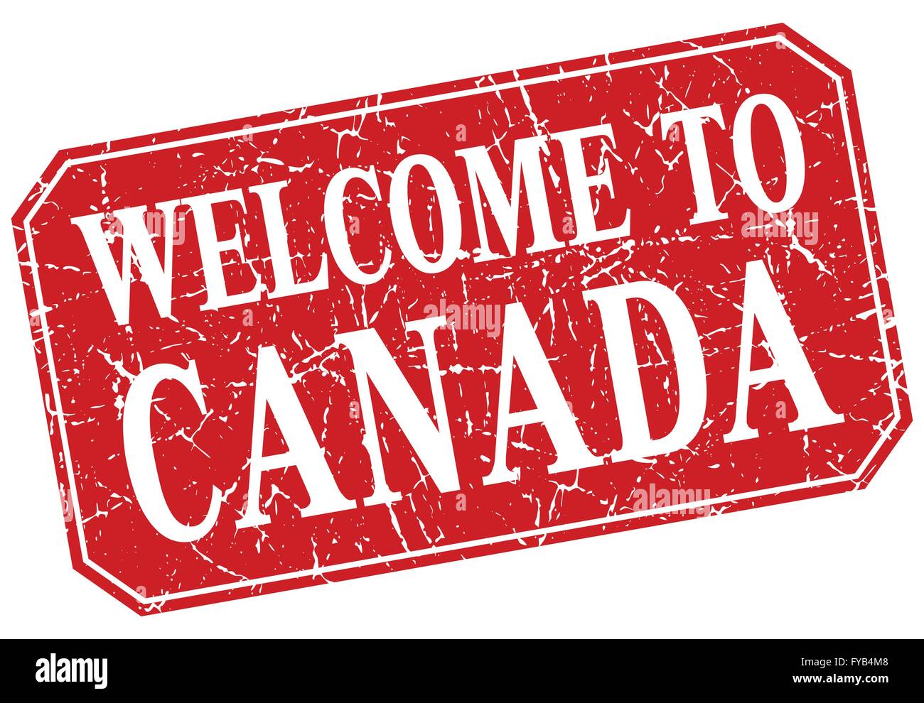welcome to Canada red square grunge stamp Stock Vector Art ...
