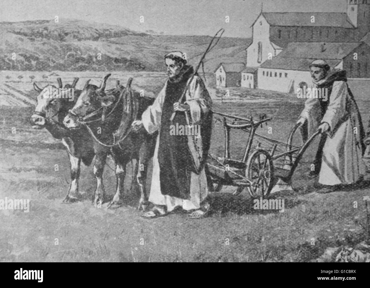 Engraving depicting Cistercian monks and their simple methods of Stock ... Engraving depicting Cistercian monks and their simple methods of Stock ...
