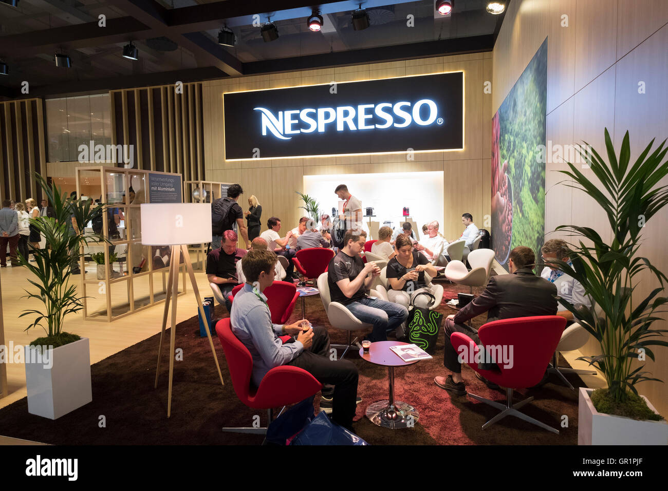 Cafe at Nespresso stand at 2016 IFA (Internationale Funkausstellung Stock Photo, Royalty Free ...
