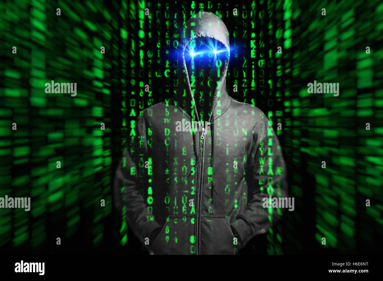 Computer hacker silhouette of hooded man with matrix code Stock Photo ... Computer hacker silhouette of hooded man with matrix code Stock Photo ...