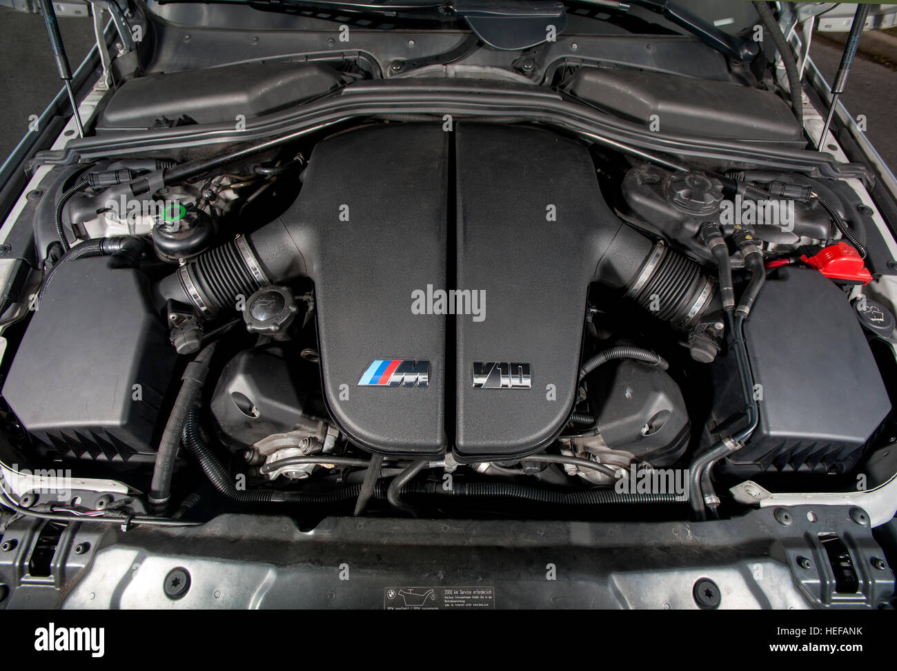 V10 Engine In A BMW E60 M5 2003 2010 German Super Saloon Stock Photo