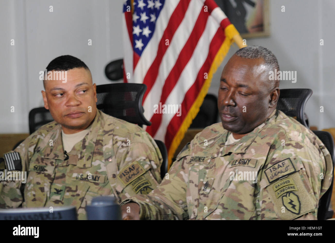 U.S. Army Command Sgt. Maj. Terry Gardner (right), command sergeant Stock Photo, Royalty Free ...
