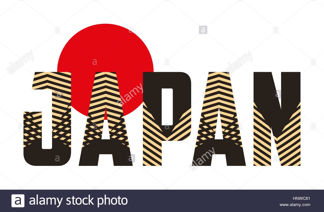 Japan title poster with striped pattern in red, ivory and black Stock ...