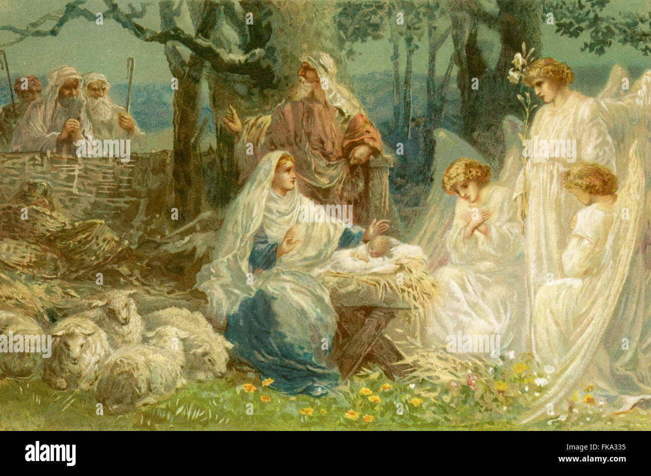 Die Beschriftung für diese Abbildung liest: und sie kamen und fanden Maria und Josef und das ...