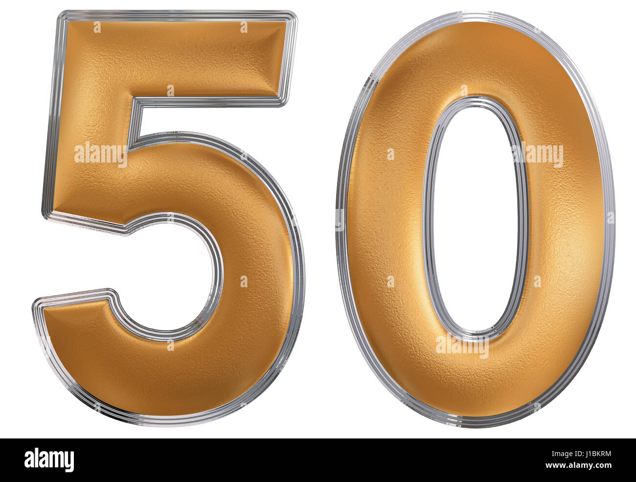 Ziffer 50, 50, isoliert auf weißem Hintergrund, 3d Render Stockfoto ...