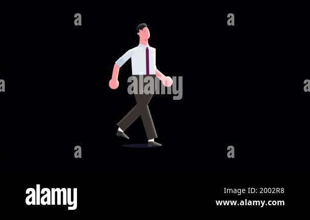 Walking businessman looping animation with alpha channel. 2D motion ...