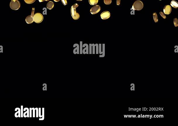 Gold coin rain. Transparent background. Money drop 3d animation with ...