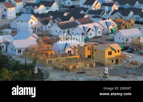 Construction in new developing suburban area. Development of ...