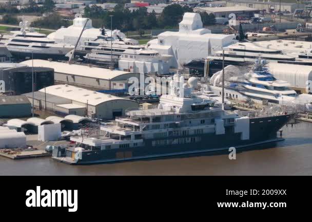 Commercial shipyard dock for luxury sea yachts manufacturing ...