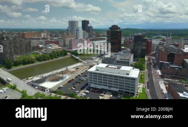 Rochester NY urban architecture in city downtown. Panoramic view of ...