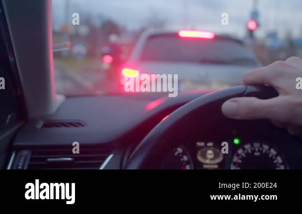 From the drivers perspective sitting at a stoplight, the cars red brake ...