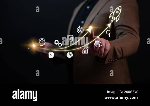 Startup business trend growth concept, improve development chart of ...