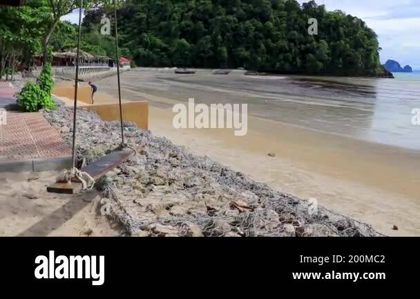 Ao Nang Krabi Thailand 20. October 2018 Beach promenade with tropical ...