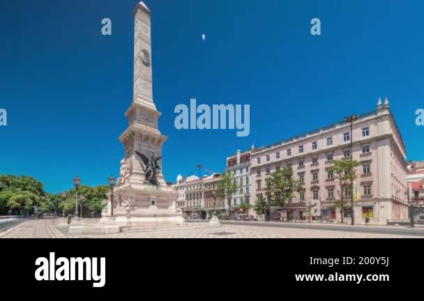 Restauradores Square Praca dos Restauradores in Lisbon timelapse ...