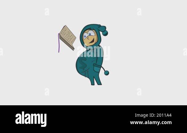 The child learns to read. Cartoon of a child reading a book. Looping ...