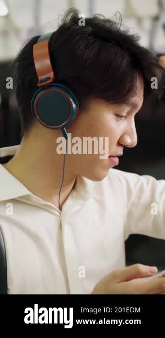 Businessman Using Mobile Phone On Public Train Urban City Lifestyle Commuting Concept Stock