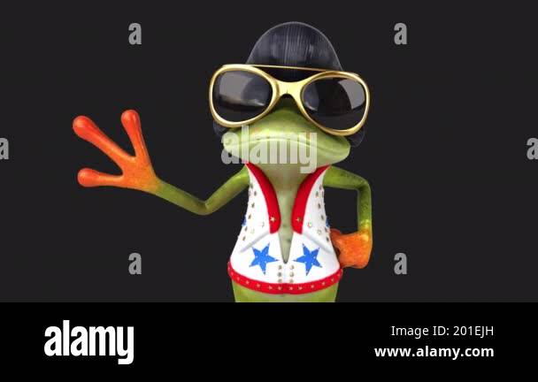 funny rocker frog cartoon character saying hi Stock Video Footage - Alamy