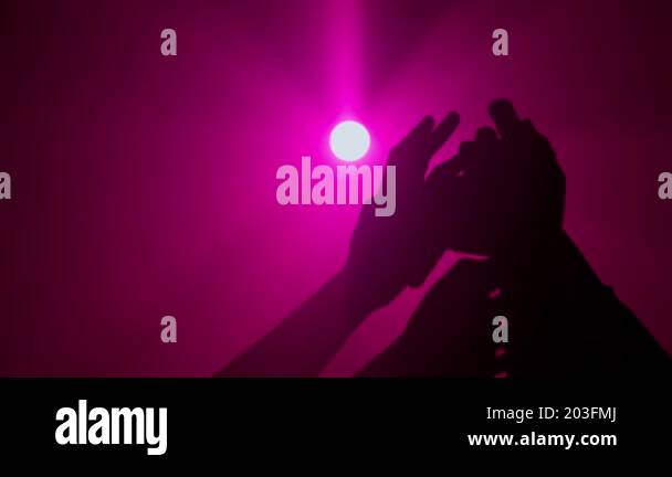Hand gestures and signs. Man and woman hands silhouettes touching and ...