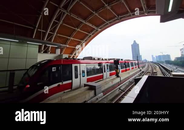 Light Rail Transit or LRT or rail transport system in Indonesia, modern ...
