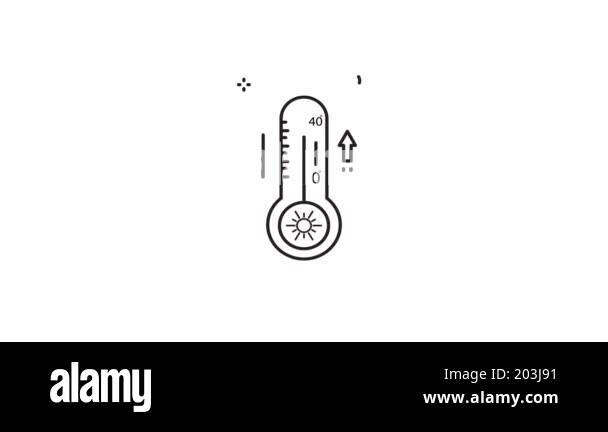 hot Weather temperature thermometer line art minimalist animation 2D ...