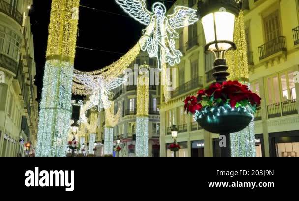 Malaga Spain, 14th December 2024: Footage of the town centre of Malaga ...
