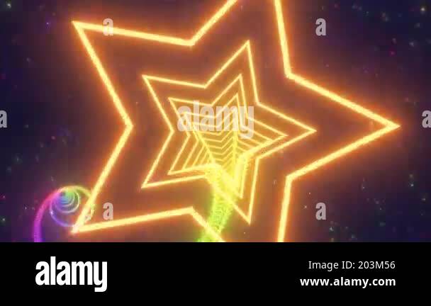 Travel Through Helical Spiral Star Shaped Rainbow Neon Glowing Tunnel - 4K Seamless VJ Loop ...