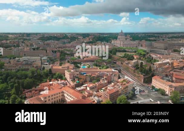 Daytime Aerial pan shot of Rome, Italy. High quality 4k footage Stock ...